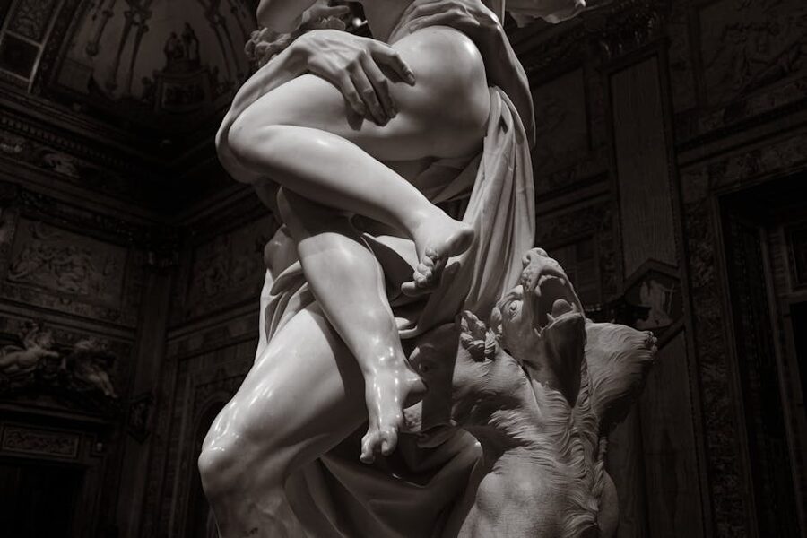 Baroque marble sculpture at the Borghese Gallery