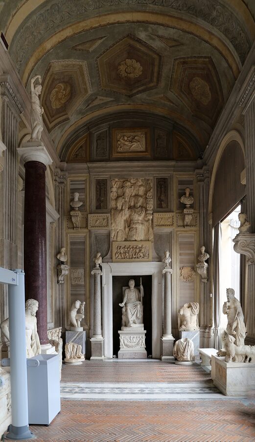 The portico and main entrance of the Borghese Gallery in Rome