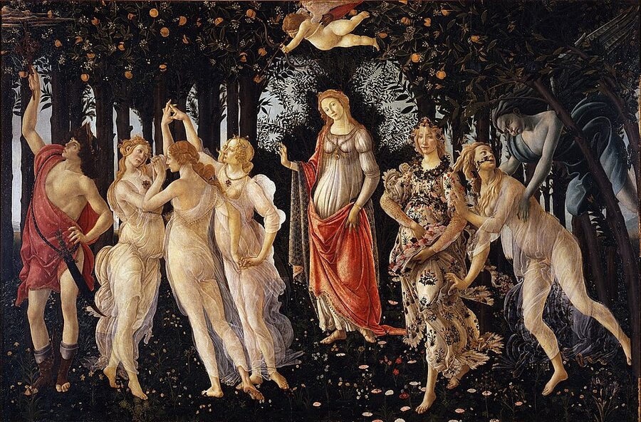 Botticelli Primavera painting at the Uffizi Gallery