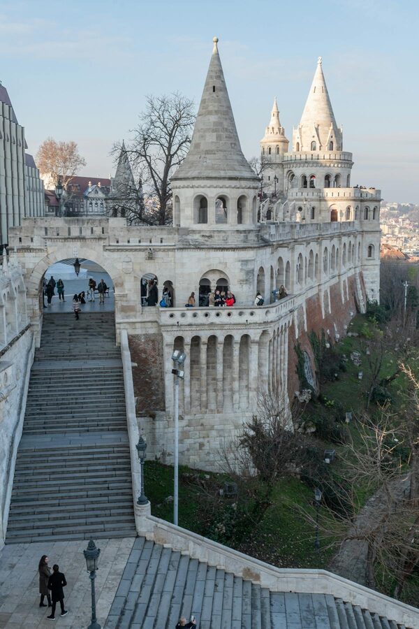 Fisherman's Bastion Budapest with people exploring
