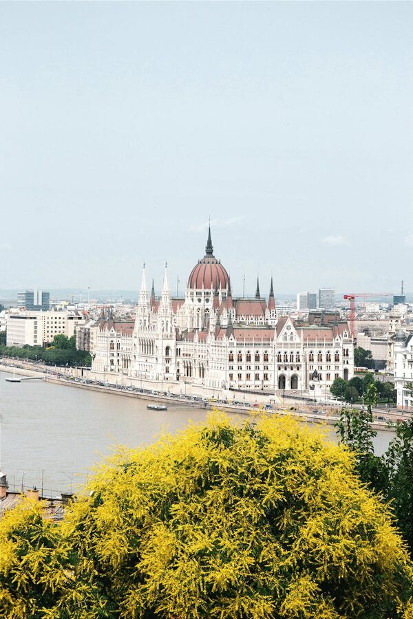 Aerial view Budapest with Parliament by Danube