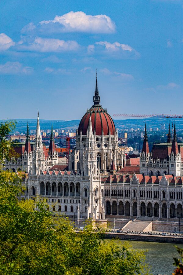 Hungarian Parliament under clear blue sky