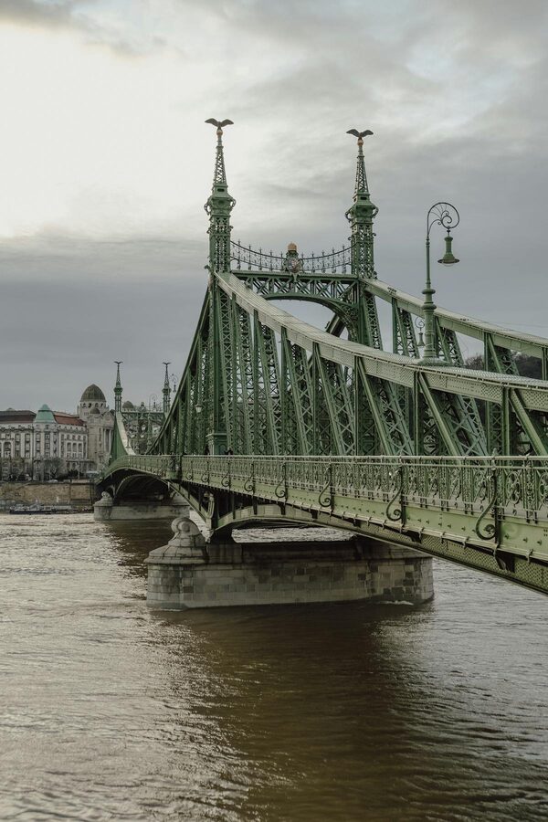 Budapest Liberty Bridge spanning Danube River architecture
