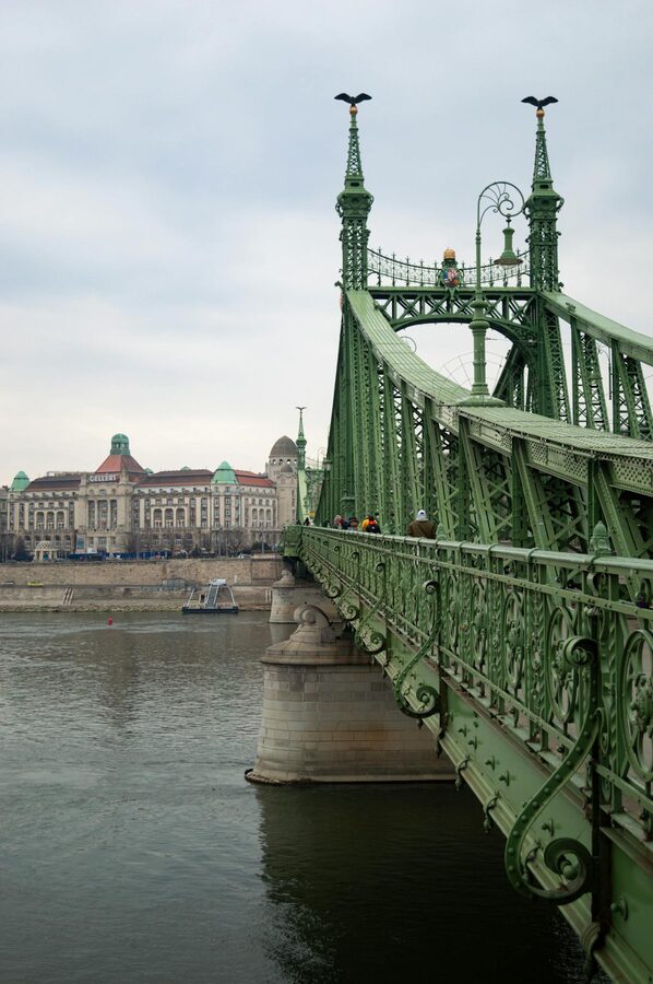 Liberty Bridge Budapest with cityscape in background