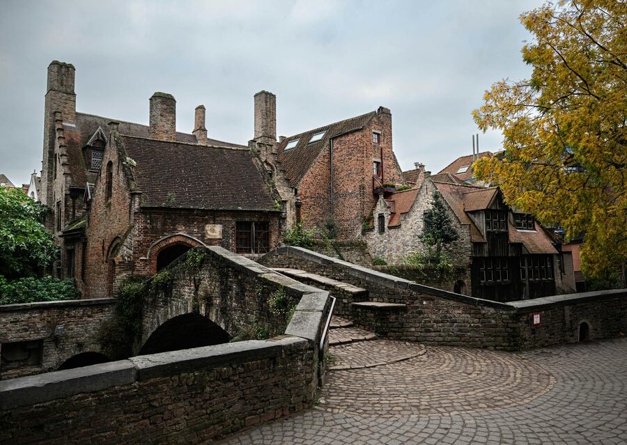 Medieval architecture and bridge in Bruges