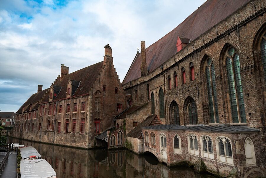 Bruges medieval buildings and tower