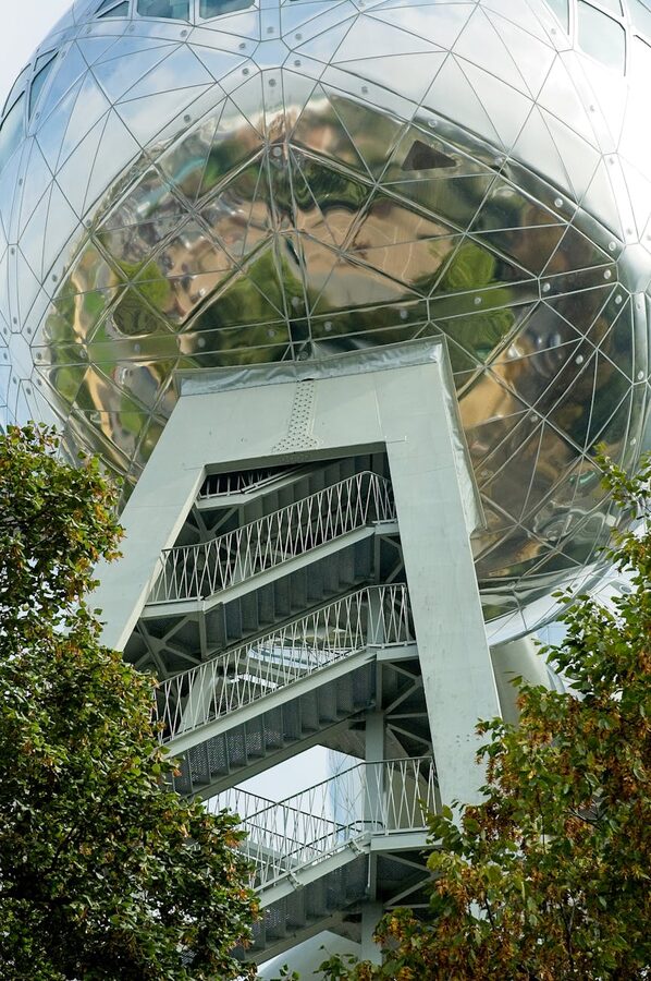 Atomium interior staircase and reflective sphere