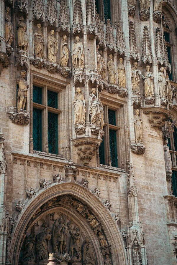 Gothic architecture of Brussels Town Hall facade