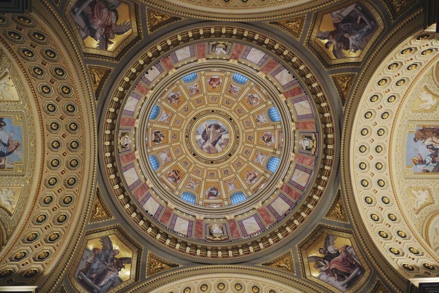 Detailed dome interior Budapest cathedral