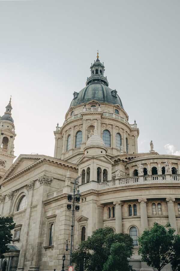 Low angle St Stephens Basilica historical architecture