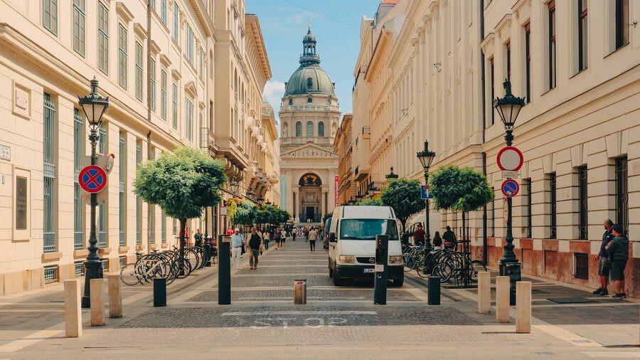 St Stephens Basilica amidst Budapest architecture