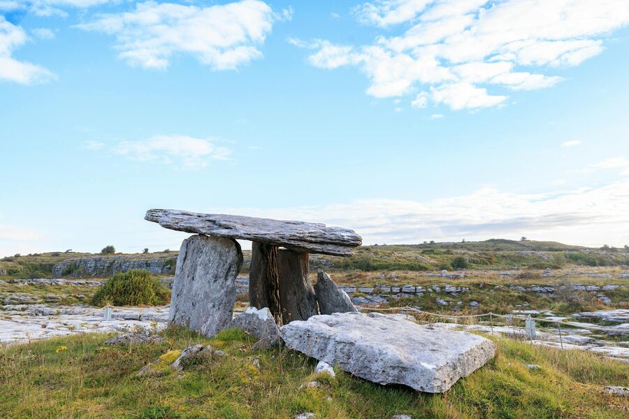 Poulnabrone dolmen ancient portal tomb in the Burren County Clare