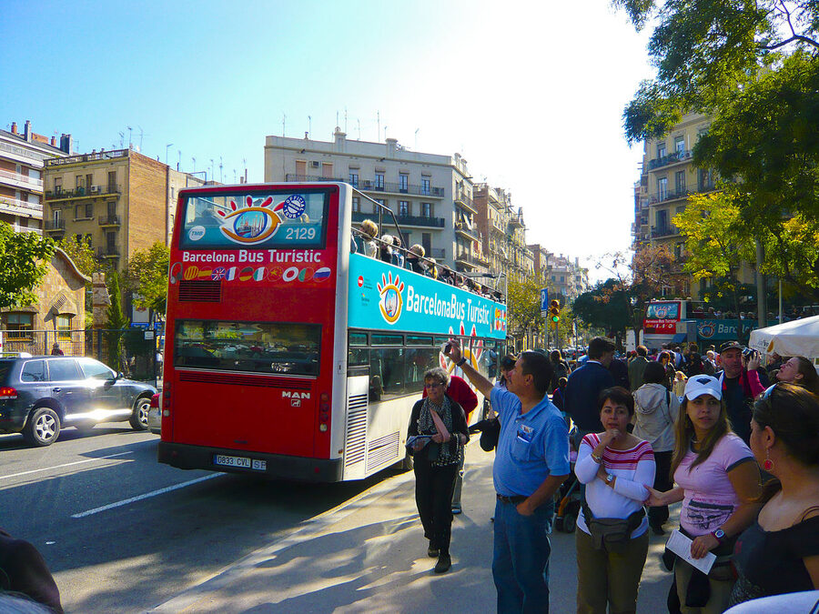 Top deck view from the Barcelona Bus Turístic
