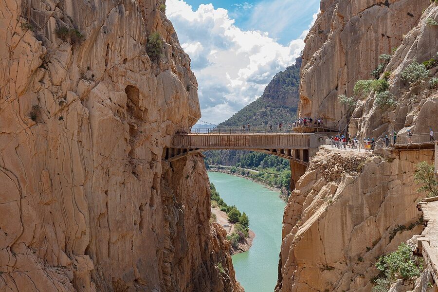 Panoramic view from the Caminito del Rey over the Desfiladero de los Gaitanes