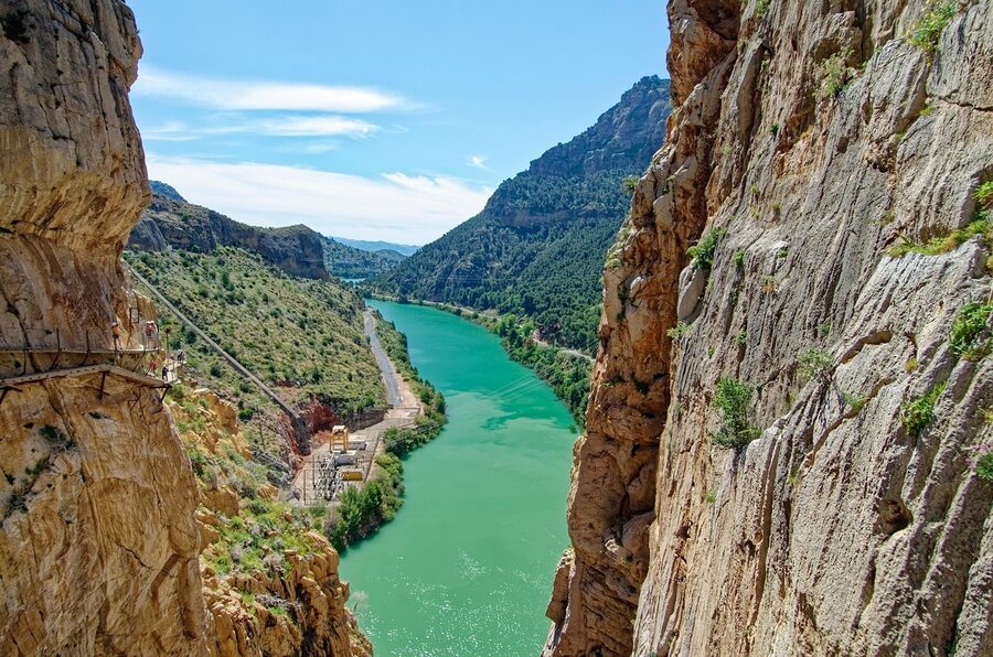 Guadalhorce river flowing through the Caminito del Rey canyon