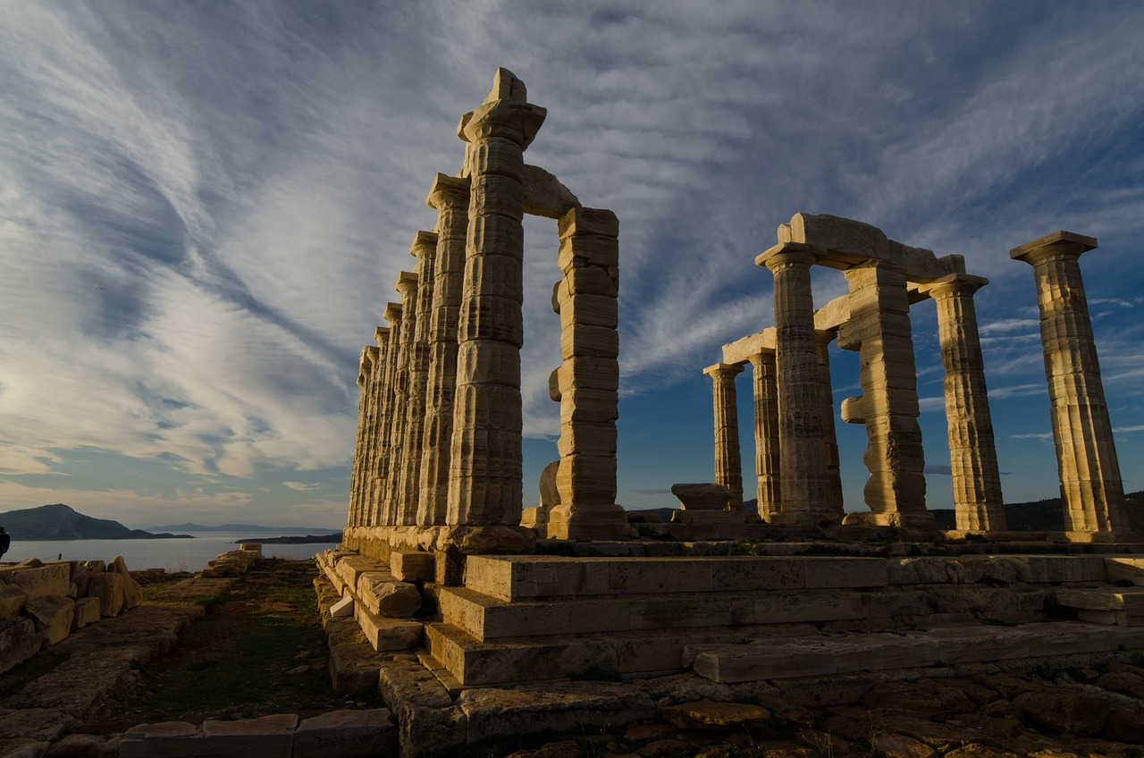 The Cape Sounion Temple in Attica Greece