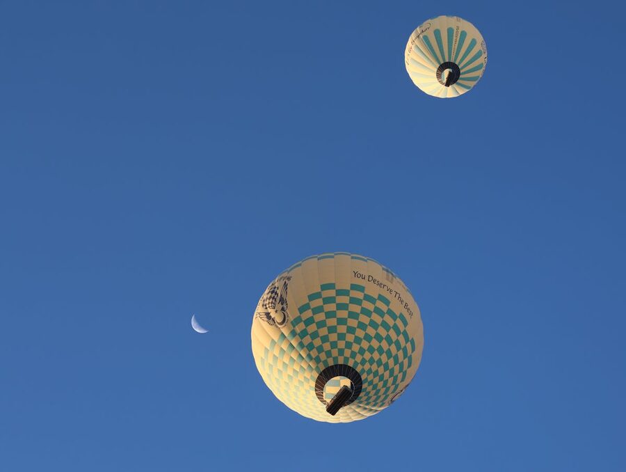Close-up of hot air balloons in Cappadocia