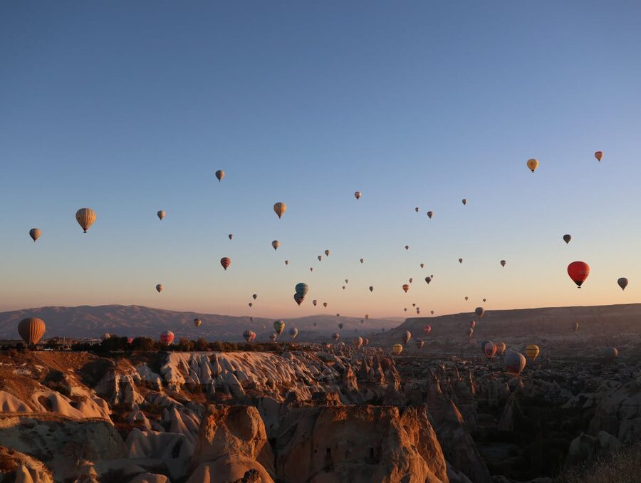 Flotilla of balloons over Cappadocia
