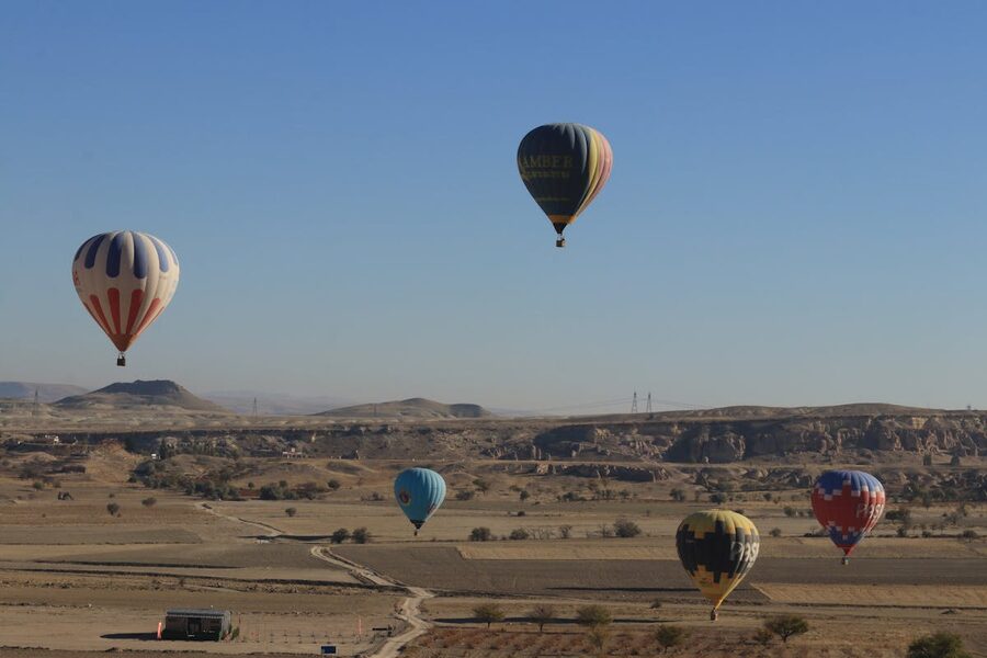 Hot air balloons over Cappadocia valley
