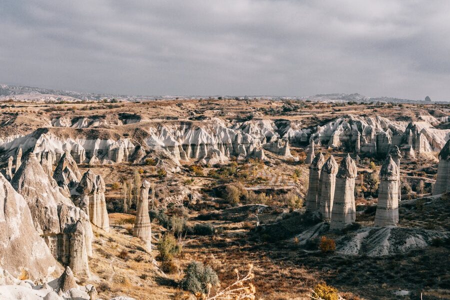 Cave houses carved into rock in Cappadocia