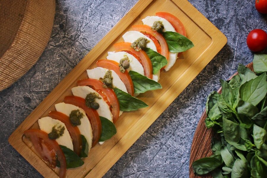 Caprese salad with mozzarella and tomato