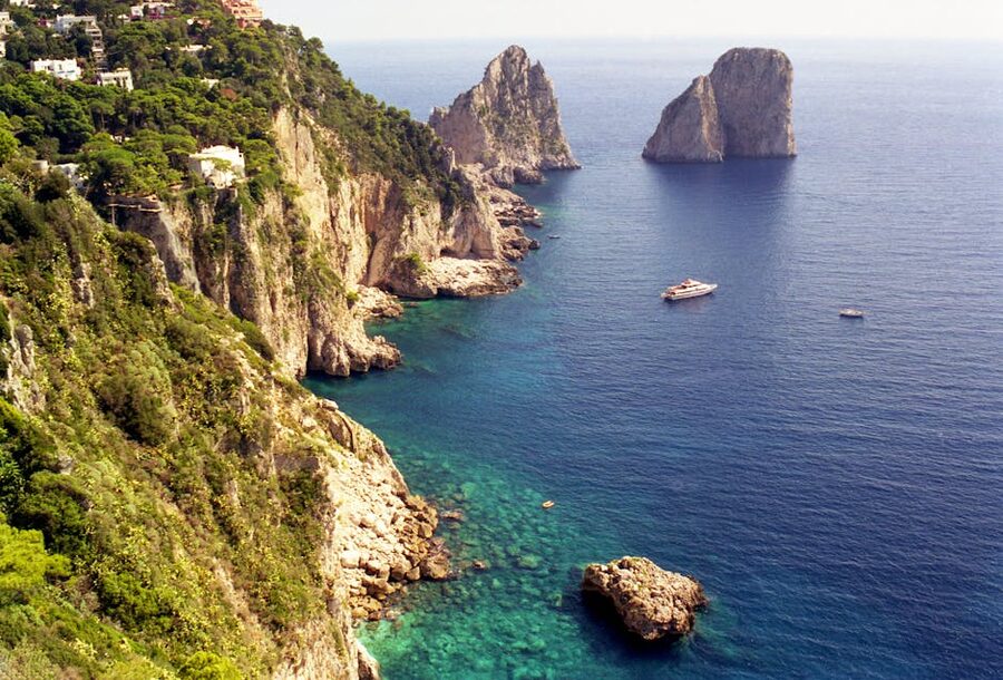 Capri cliffs and blue sea at the Isle
