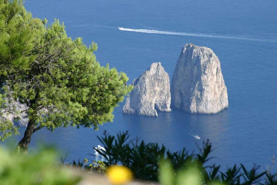Capri island in Mediterranean Sea