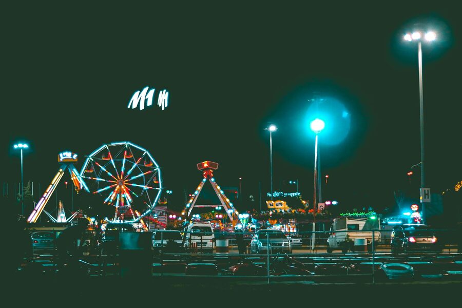 Carnival lights at night