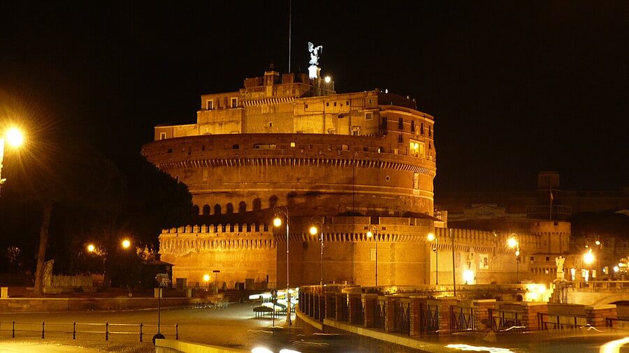 Castel Sant'Angelo illuminated at night, Rome