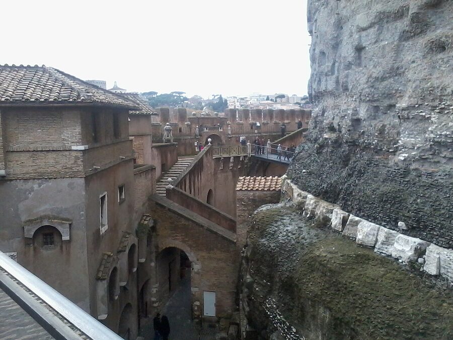 Courtyard of Castel Sant'Angelo with marble angel, Rome