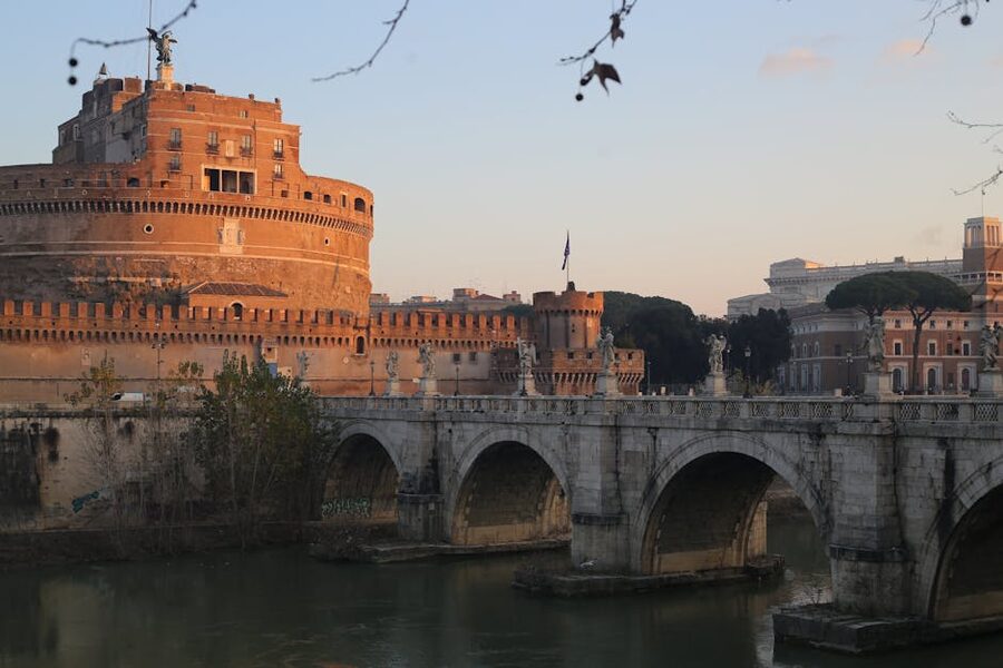 Historic Castel Sant'Angelo and ancient bridge over Tiber River