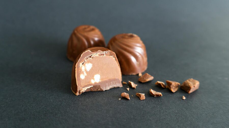 Milk chocolate truffles close-up
