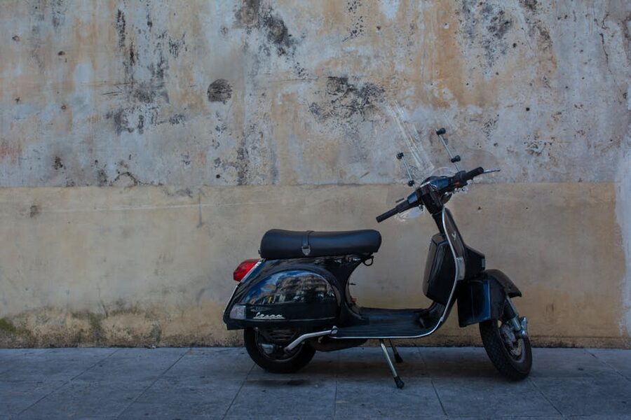 Classic Vespa scooter parked