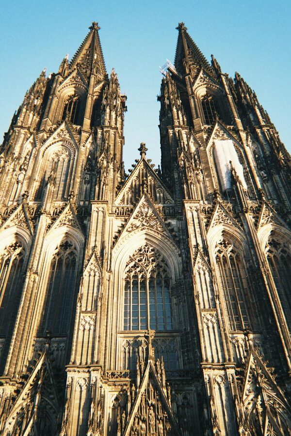 Front facade of Cologne Cathedral showing full Gothic architecture