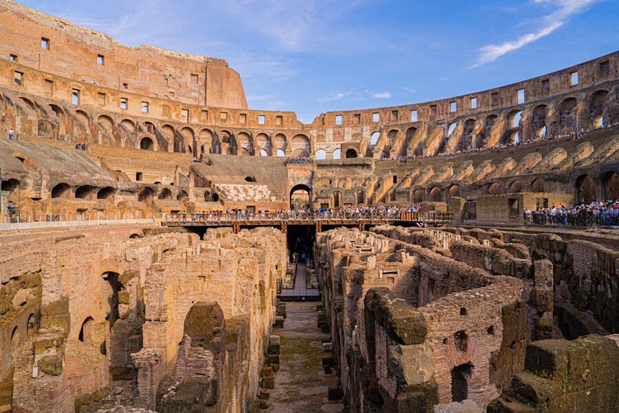 Colosseum arena historic interior showing ancient architecture