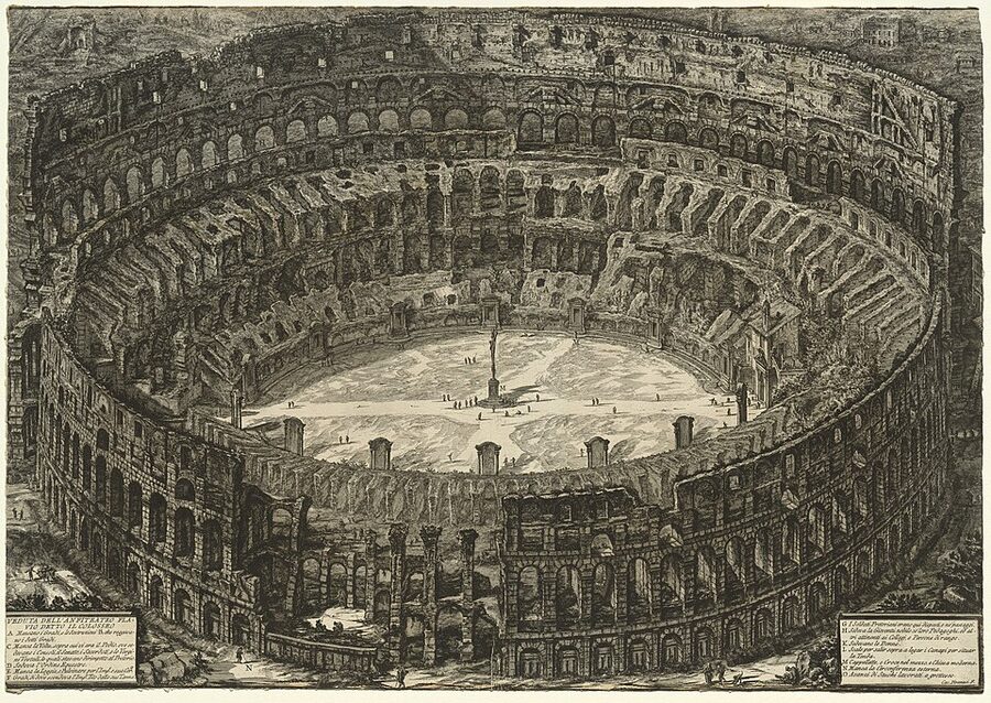 Piranesi 18th century engraving of the Colosseum Rome