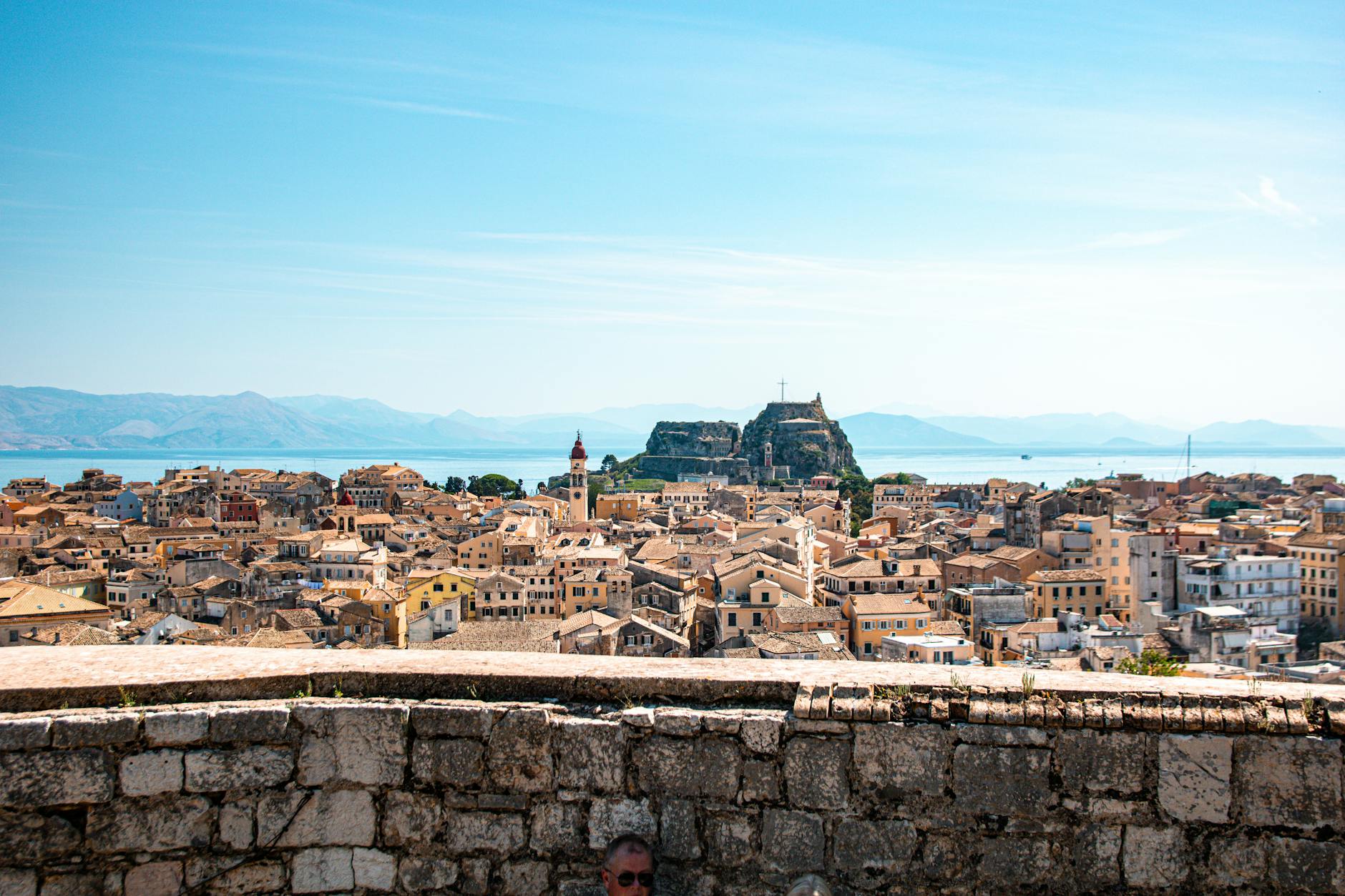 Corfu fortress architecture and coastline
