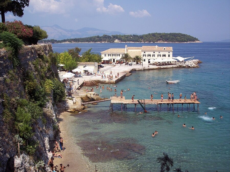 Corfu Kerkyra swim platform on the sea
