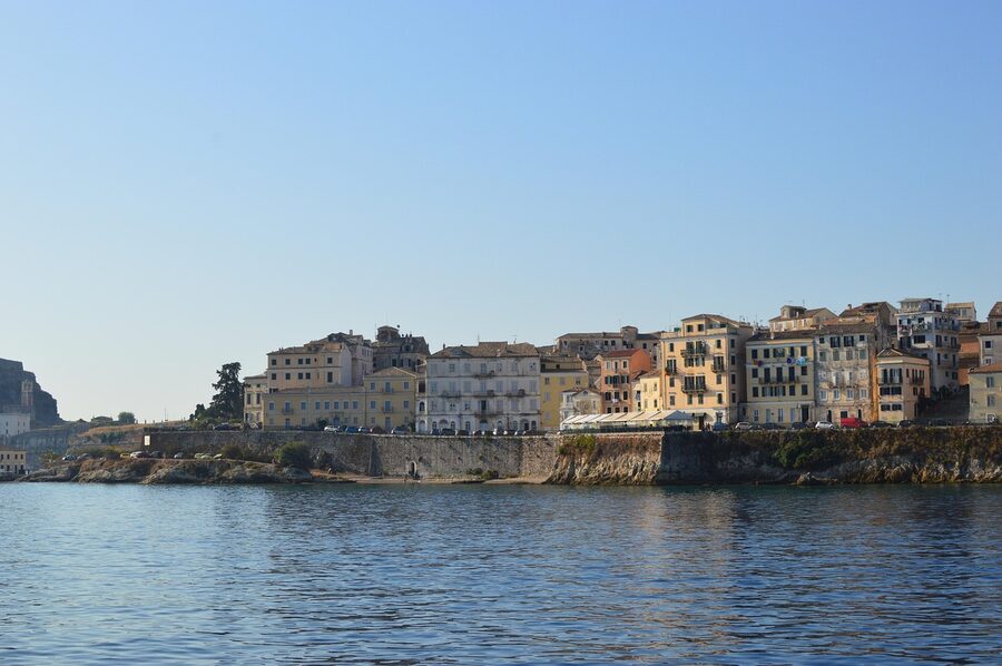 Corfu old town historic buildings