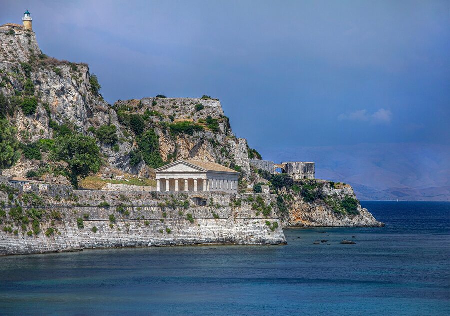 Corfu sea coast landscape