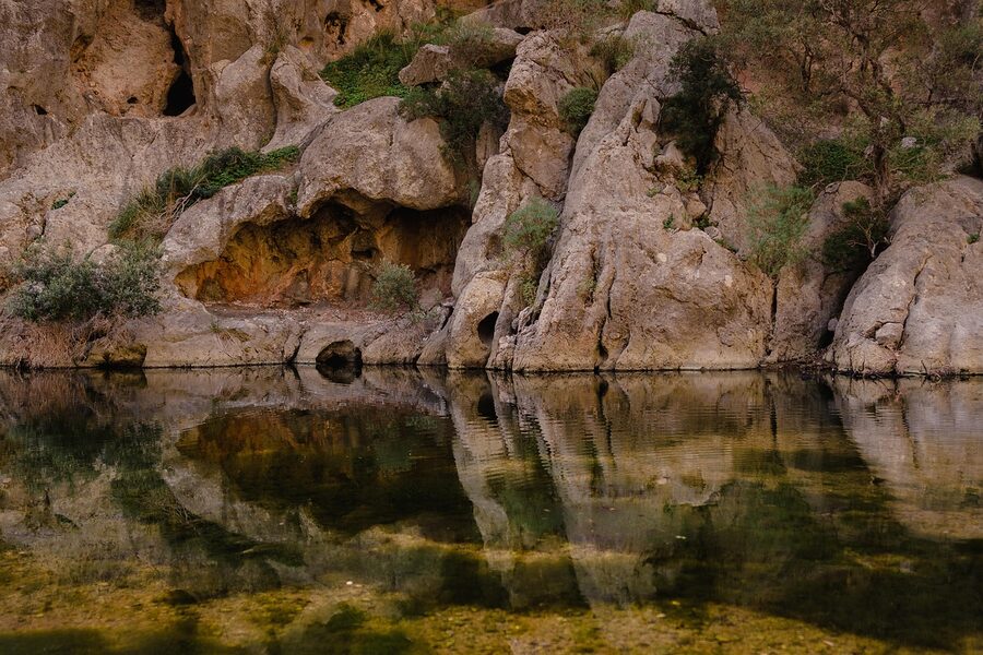 Cave lake with rock formations Mallorca