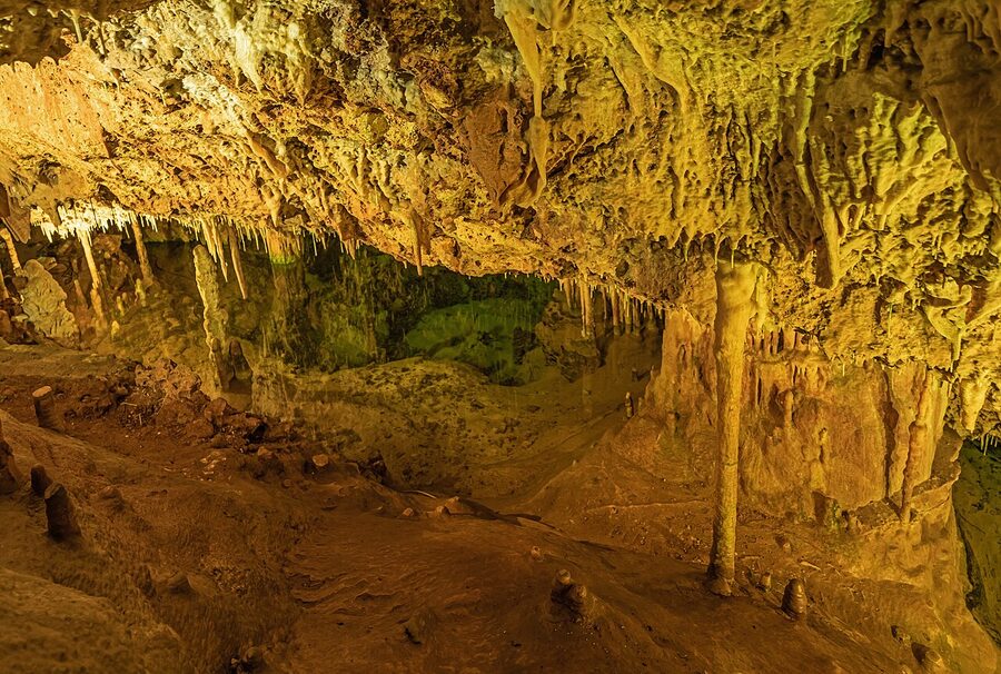 Delicate stalactite formations Coves dels Hams