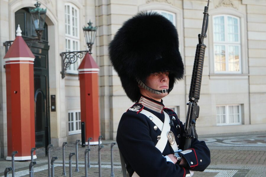 Royal guard at Amalienborg Palace in Copenhagen