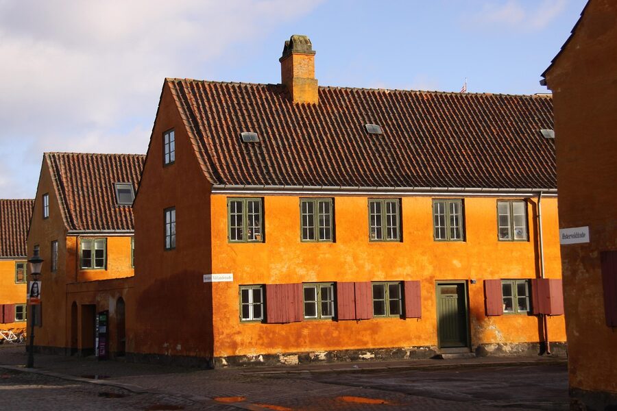 Nyboder yellow row houses district in Copenhagen