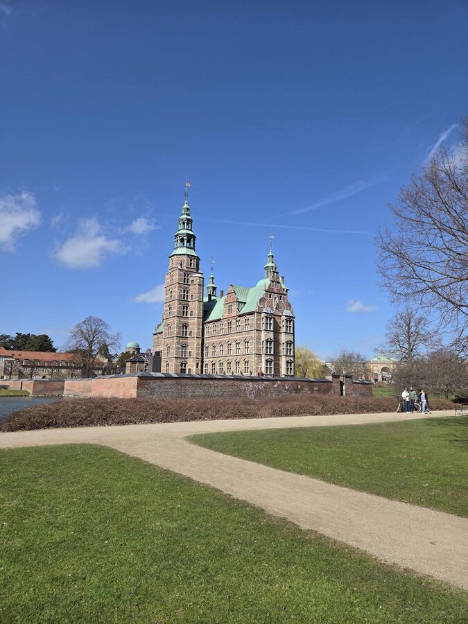 Rosenborg Castle on a bright sunny day in Copenhagen