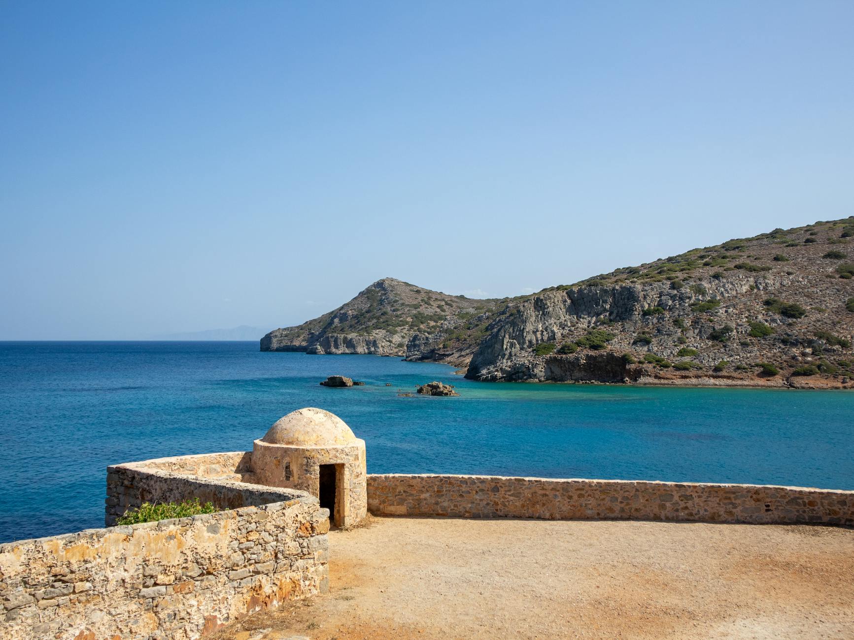 Coastline of Crete with ancient ruins