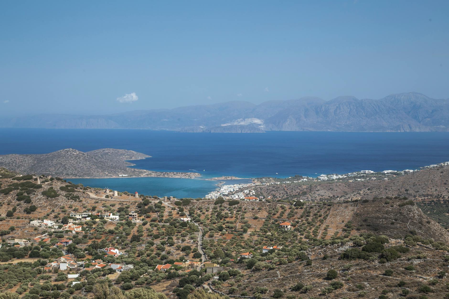 Hilly coastal settlement in Crete