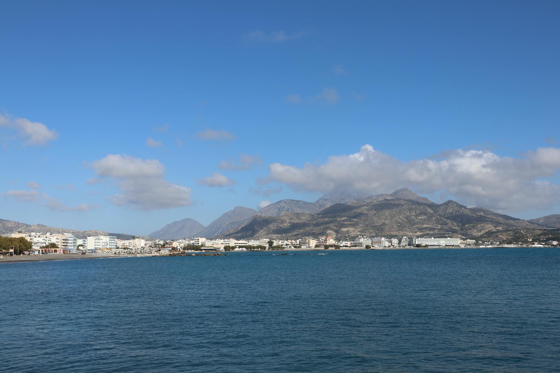 Ierapetra coastline in Crete with mountains