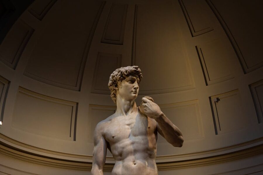 David marble sculpture indoor gallery Florence
