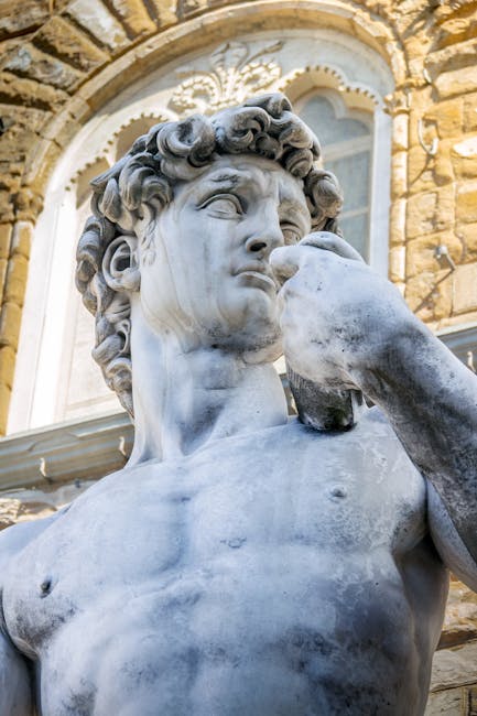 Close-up of Michelangelo David marble statue